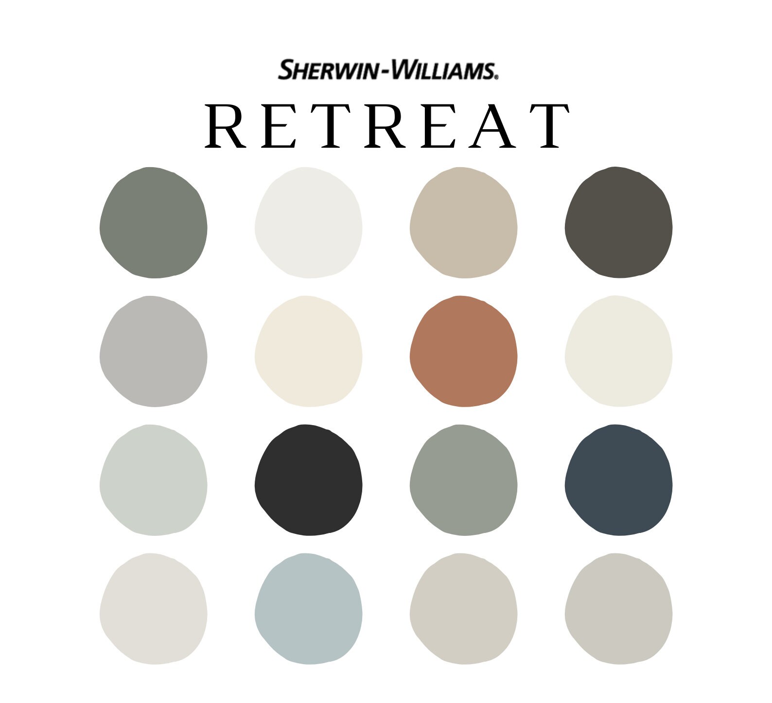Sherwin Williams RETREAT Paint Color Palette RETREAT - Etsy
