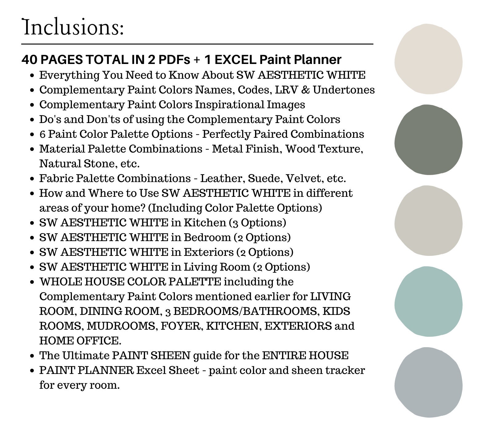 Sherwin Williams AESTHETIC WHITE Color Palette, Greige, AESTHETIC White ...