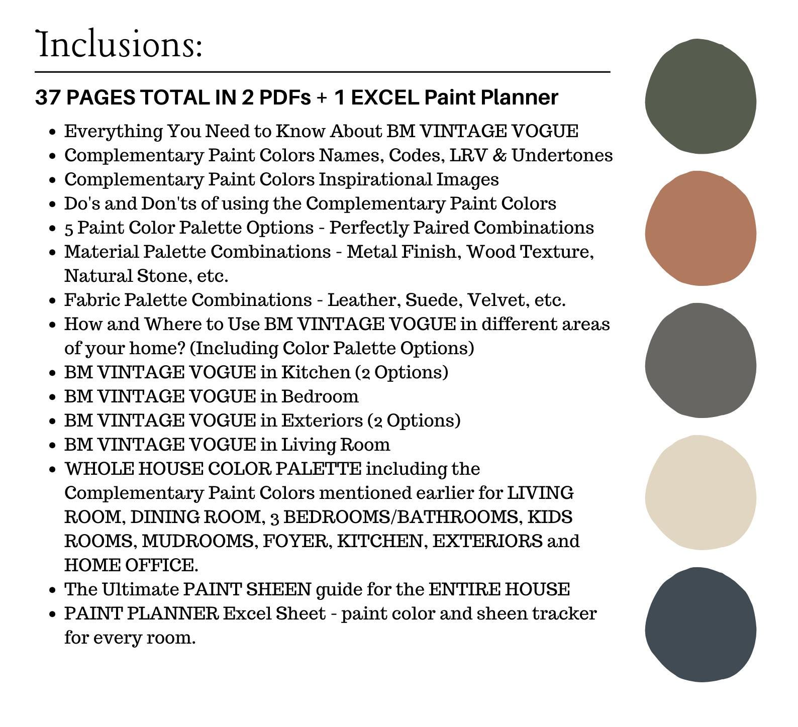 Benjamin Moore VINTAGE VOGUE Color Palette, Benjamin Moore Dark Green ...