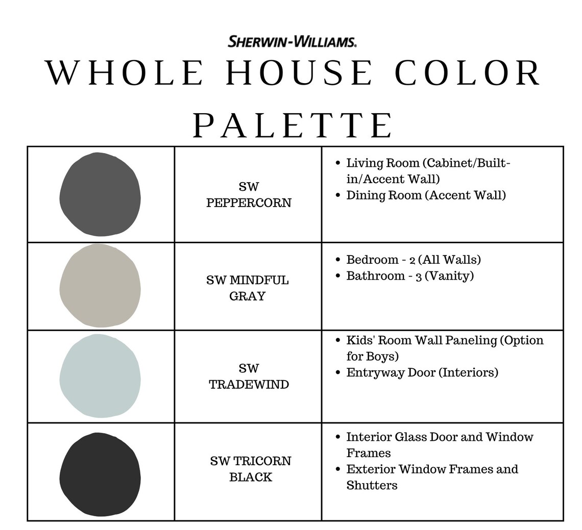 URBANE BRONZE Complementary Color Palette for Sherwin Williams - Etsy