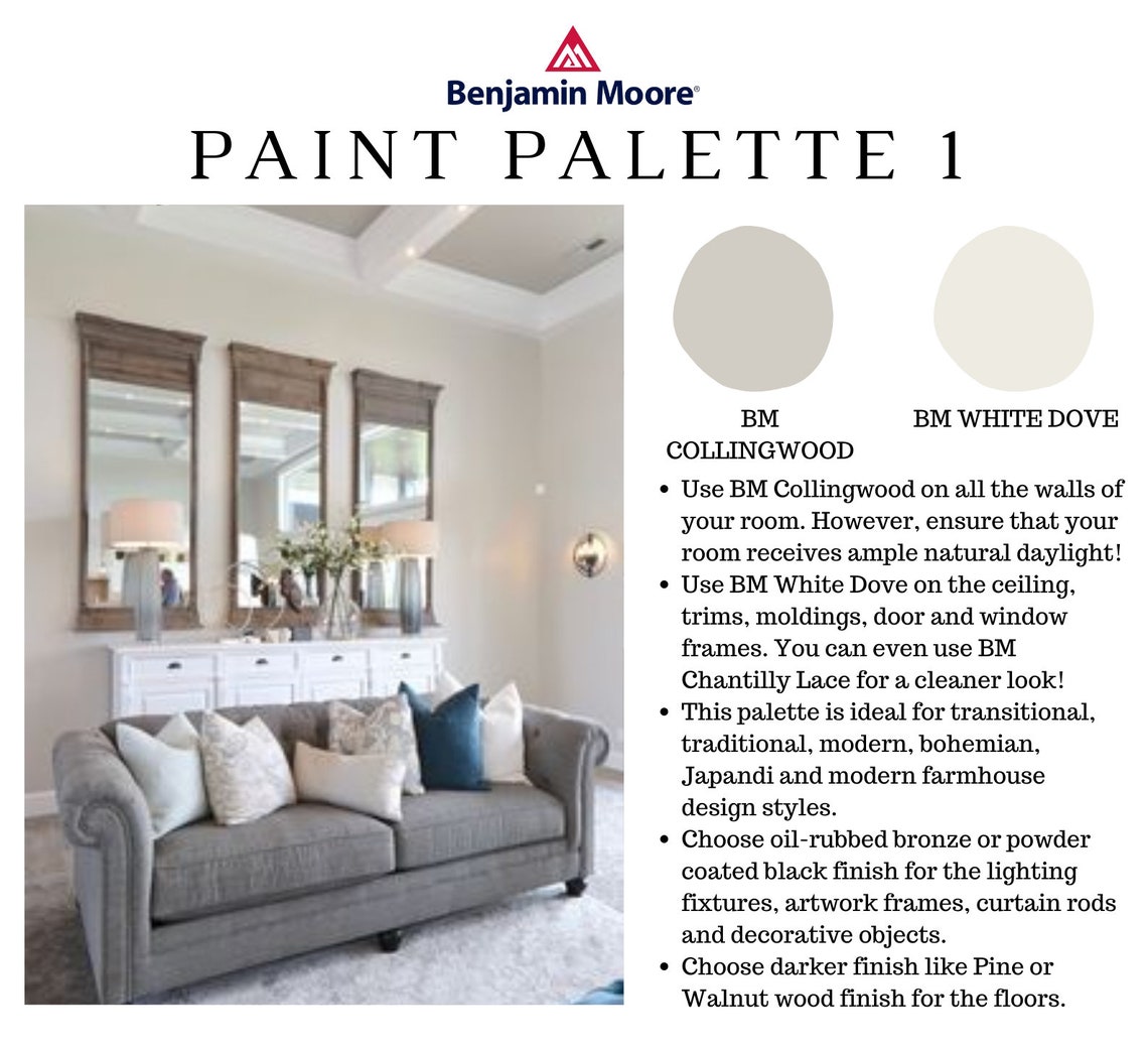 Benjamin Moore COLLINGWOOD Color Palette Collingwood Gray - Etsy