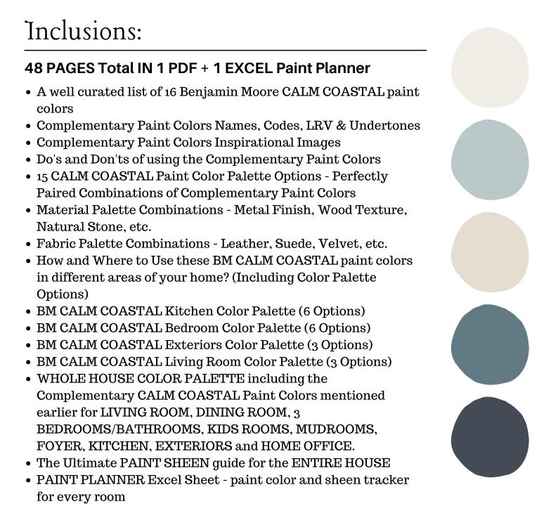 CALM COASTAL Benjamin Moore Color Palette, Benjamin Moore Coastal Color, BEACH House Color ...