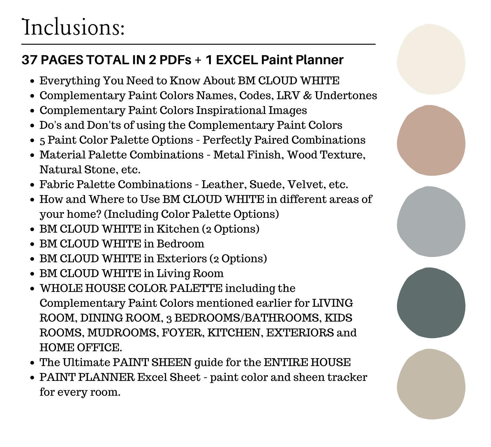 Benjamin Moore CLOUD WHITE Color Palette, Timeless Color Scheme, Cloud ...