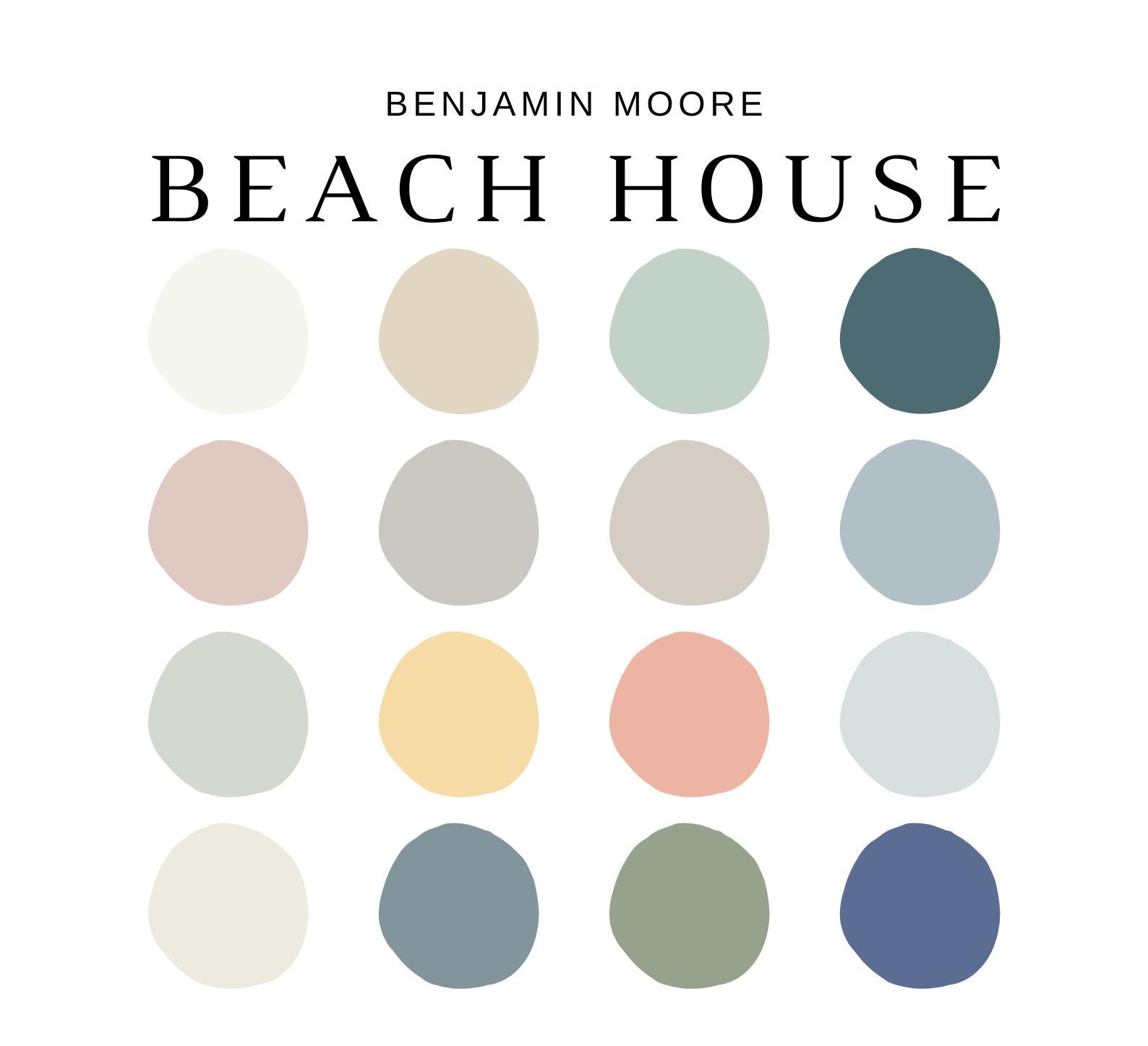 BEACH HOUSE Benjamin Moore Paint Color Palette, Calm Coastal Benjamin ...