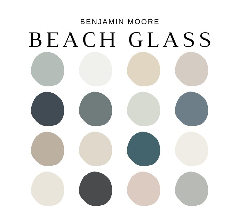 Benjamin Moore BEACH GLASS Color Palettes, Coastal Color Scheme, BM ...