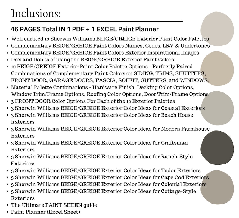 BEIGE EXTERIOR Sherwin Williams Color Palette, Warm Beige Home, GREIGE ...