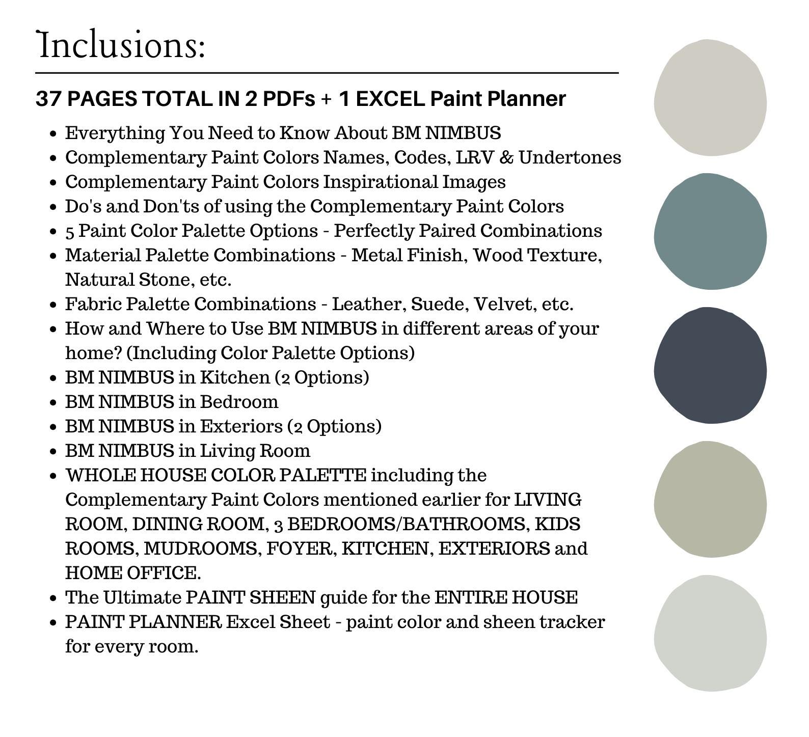 Benjamin Moore NIMBUS Color Palette, BM NIMBUS Coordinating Paint Color ...