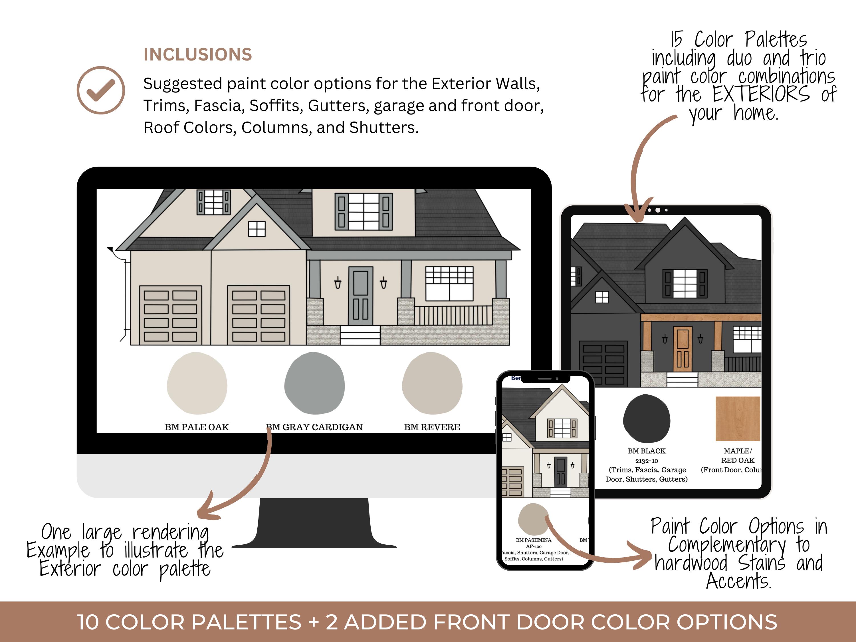 GRAY EXTERIOR Benjamin Moore Color Palette, Black Exterior House Colors ...