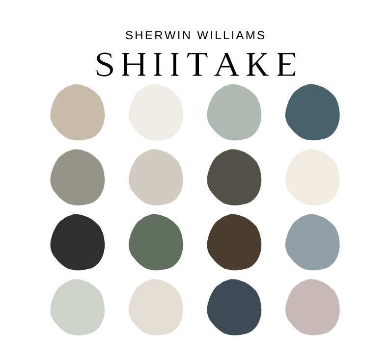 Sherwin Williams SHIITAKE Paint Palette, Warm Neutral Paints, Mushroom ...