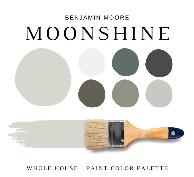 Benjamin Moore MOONSHINE Color Palettes, Gray Color Palette, BM ...