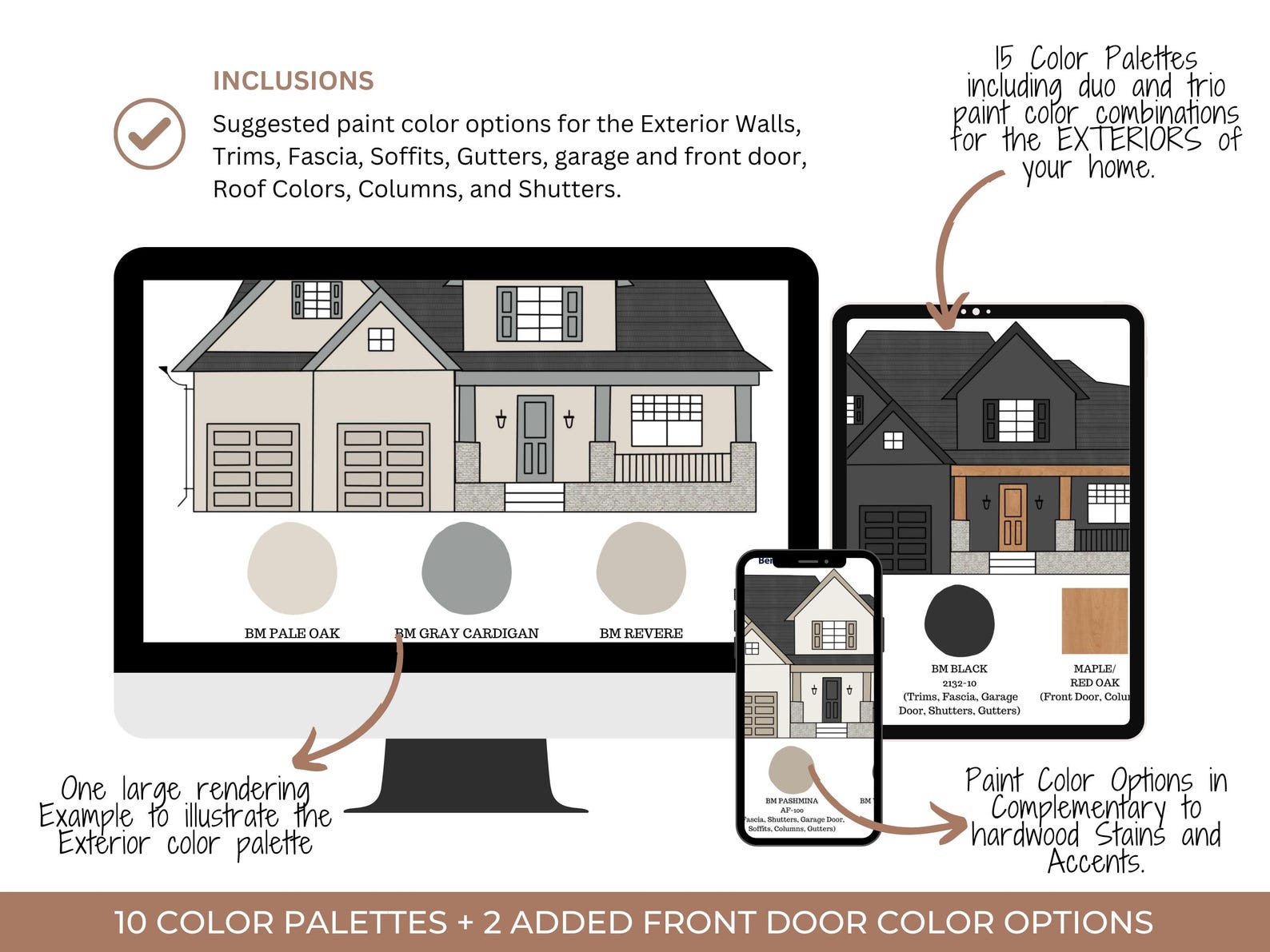 Benjamin Moore EXTERIOR Color Palette for BROWN BRICK, Tan Brick ...