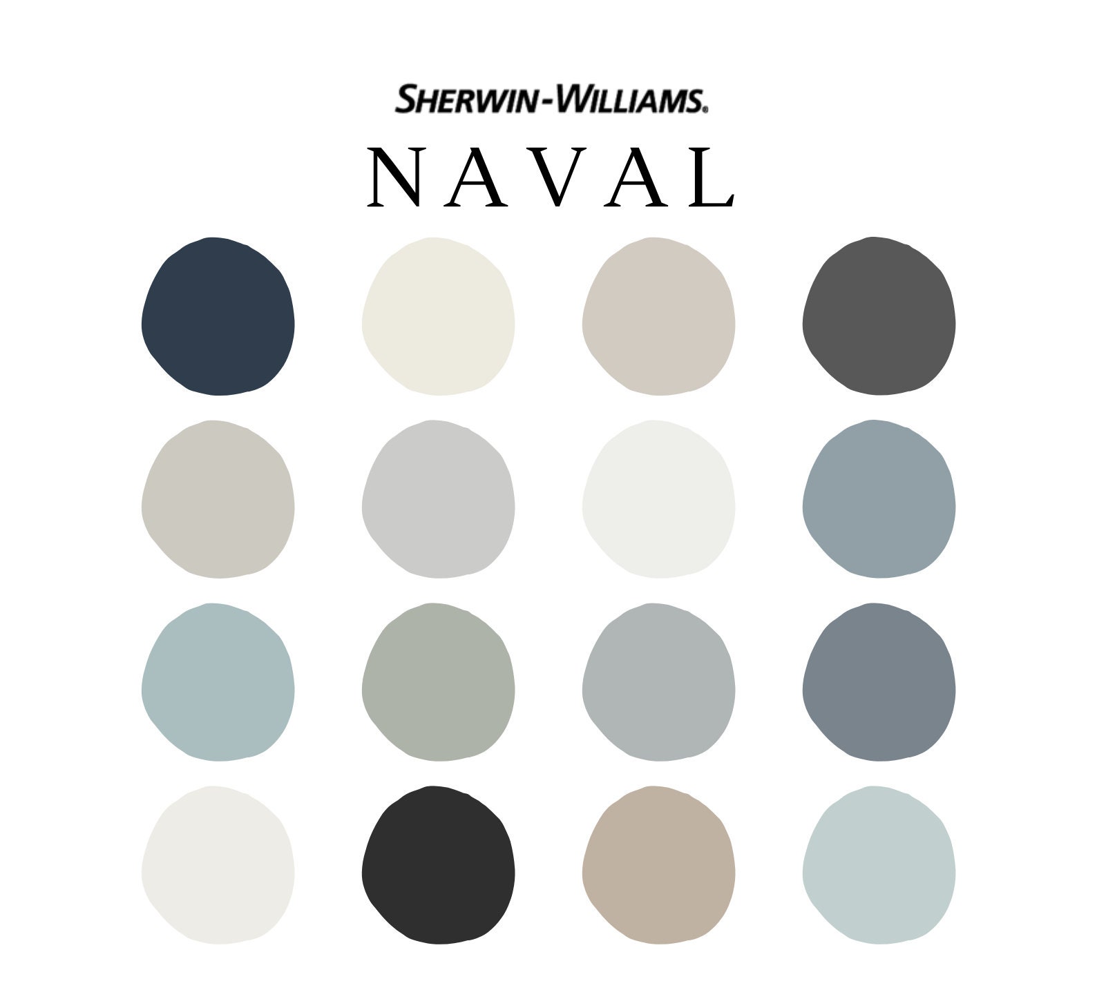 Sherwin Williams NAVAL Color Palette Modern Interior Paint - Etsy