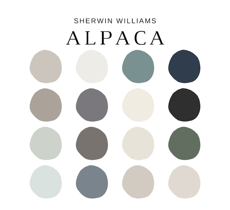 Sherwin Williams ALPACA Paint Palette, Modern Neutral Color Palette ...