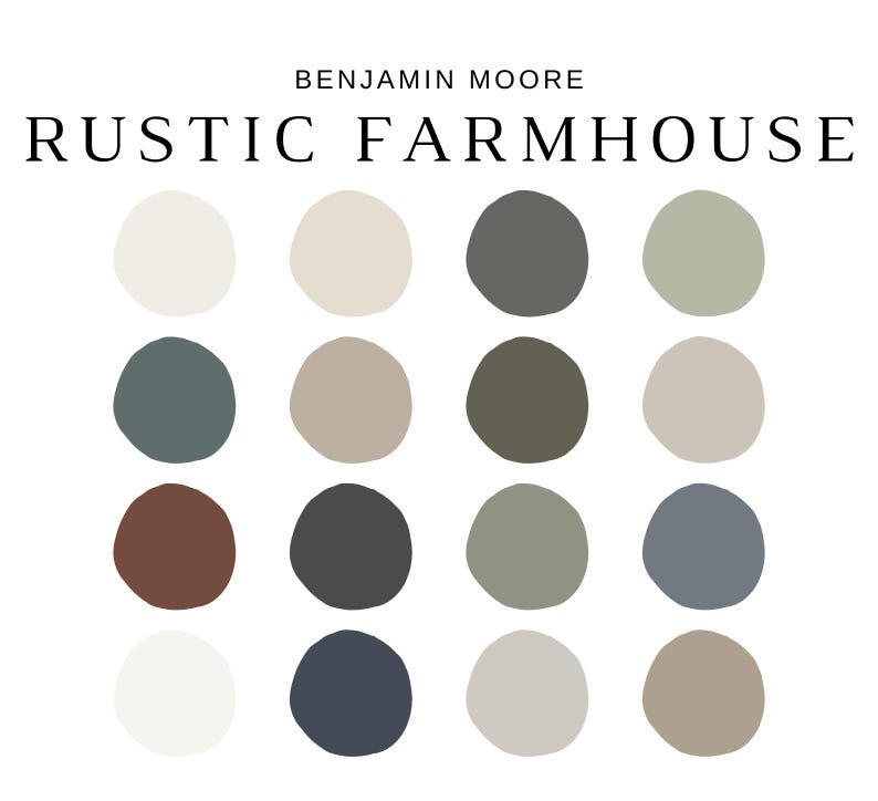 Benjamin Moore RUSTIC FARMHOUSE Color Palettes, WHOLE House Rustic ...