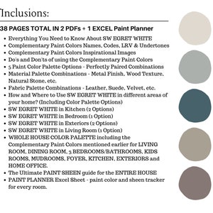 Sherwin Williams EGRET WHITE Color Palette, Egret White Coordinating ...