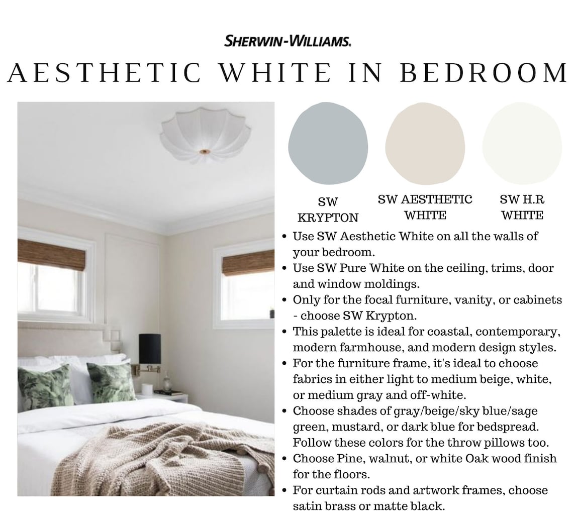 Sherwin Williams AESTHETIC WHITE Color Palette Greige - Etsy Canada
