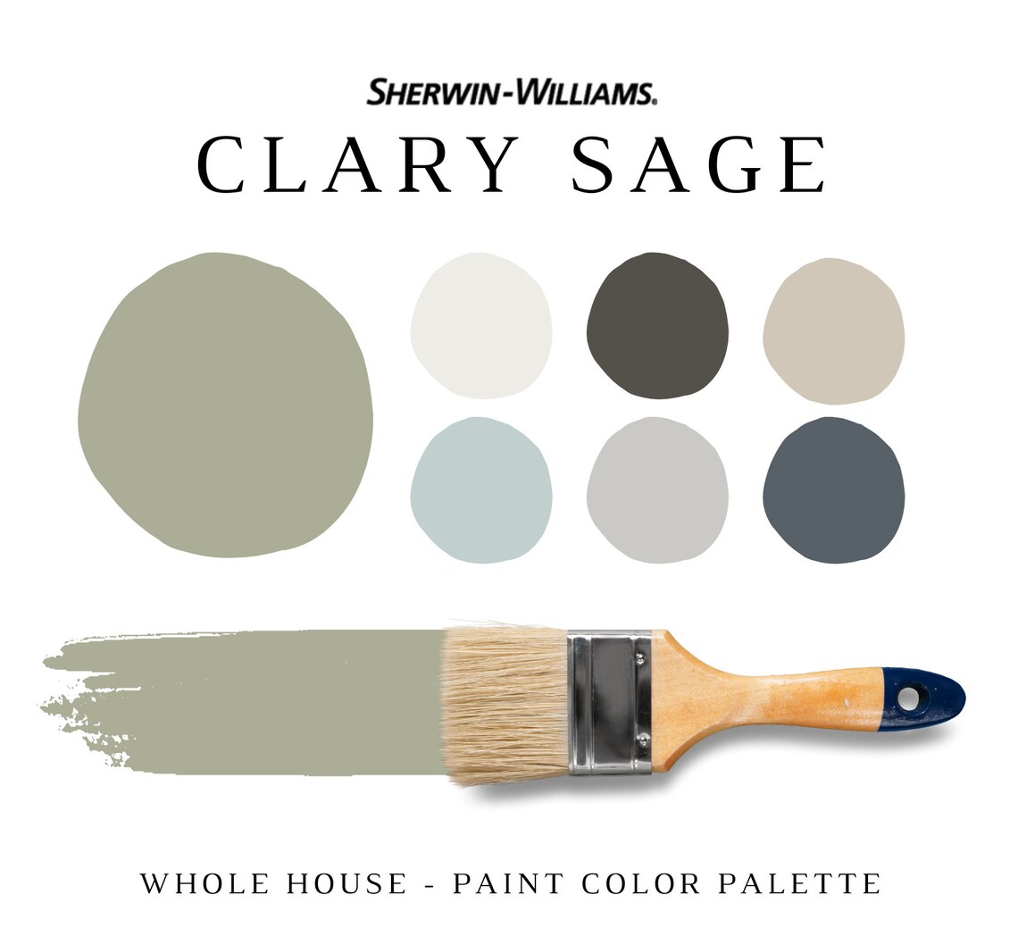 Sherwin Williams CLARY SAGE Color Palette Sage Green Color - Etsy
