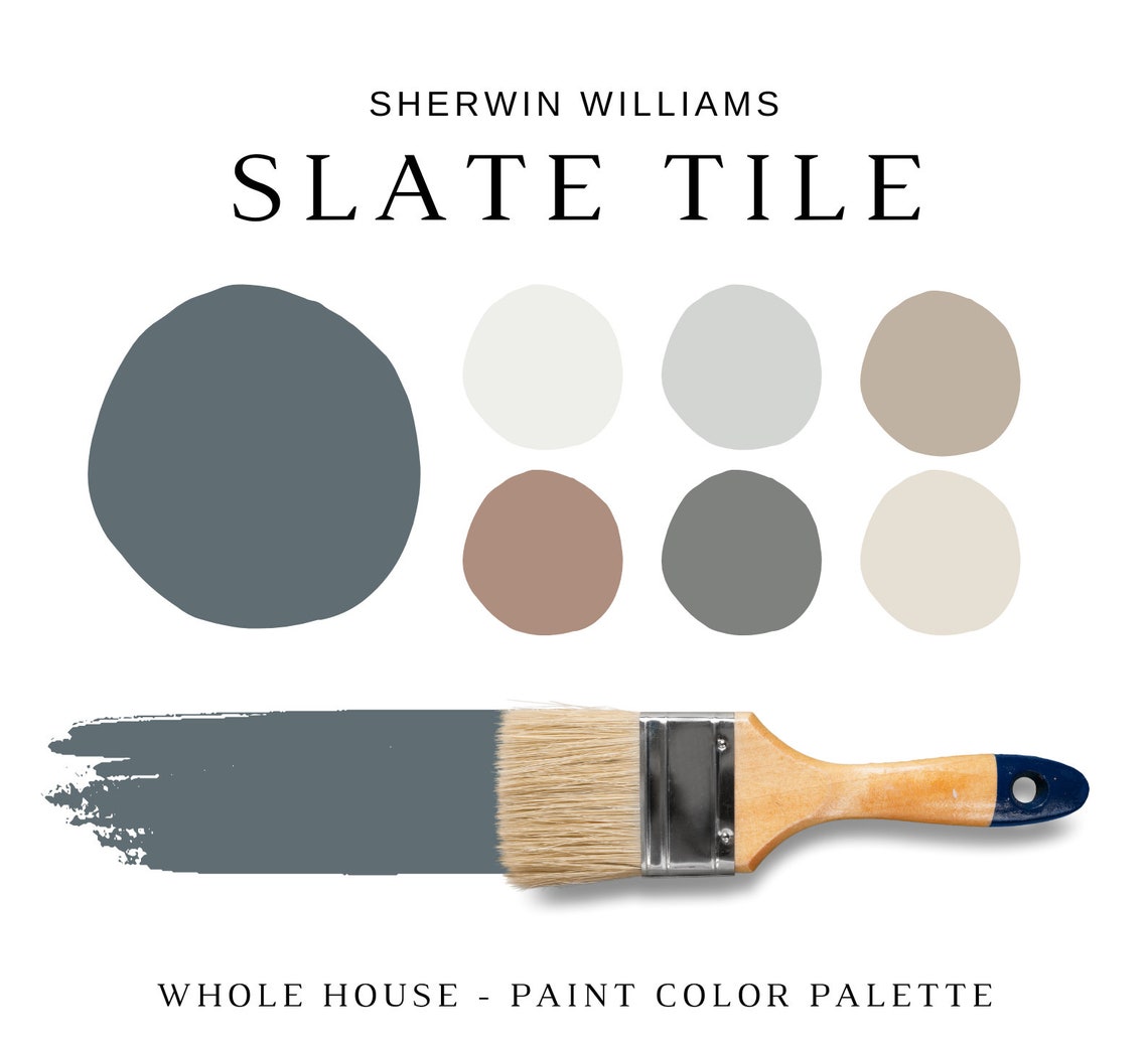 Sherwin Williams SLATE TILE Color Palette, Transitional Home, SW Slate ...