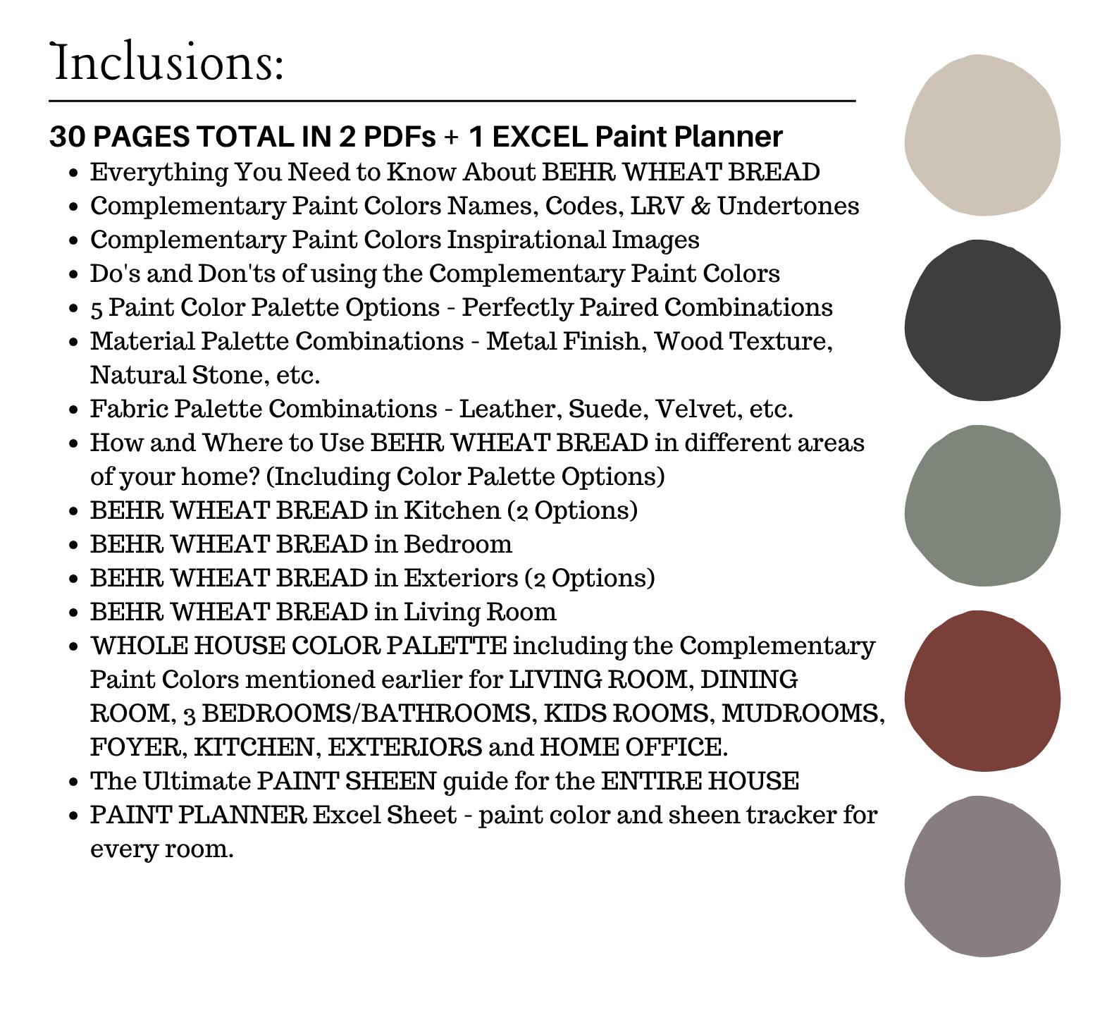 Behr WHEAT BREAD Paint Color Palette, Neutral Wall Color, Coordinating ...