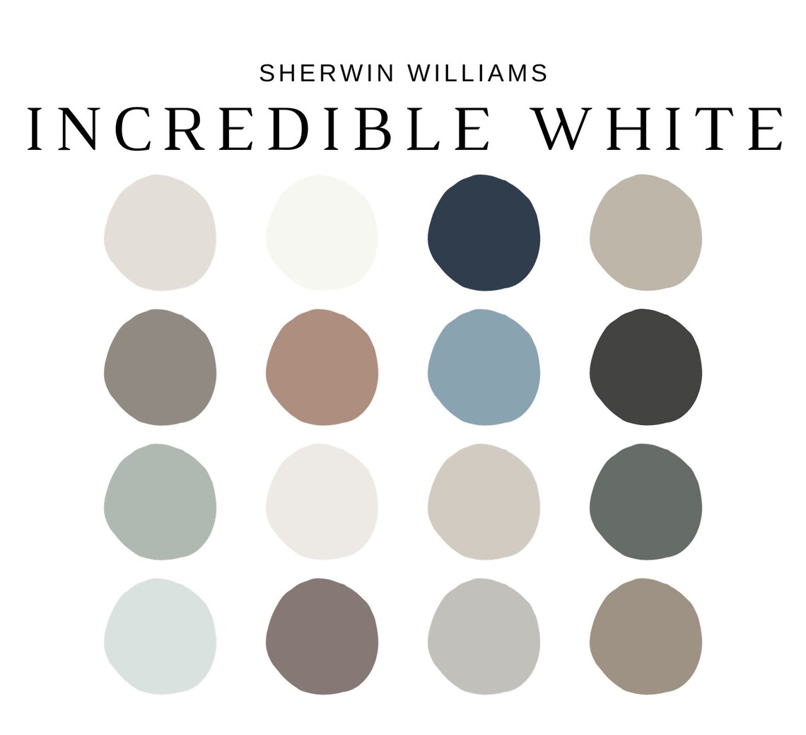 Sherwin Williams INCREDIBLE WHITE Color Palette, Greige, INCREDIBLE ...