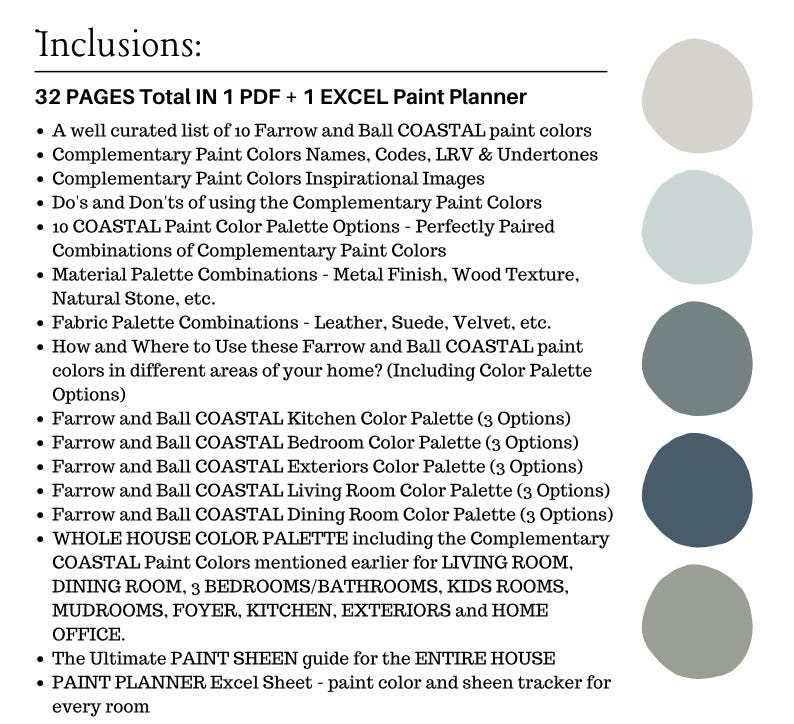 Farrow and Ball COASTAL Color Palettes, Coastal Farmhouse, BEACH House ...