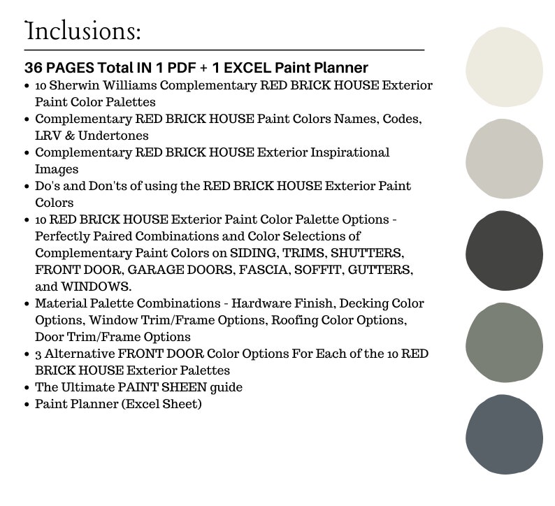 Sherwin Williams EXTERIOR Color Palette for RED BRICK, Red Brick ...