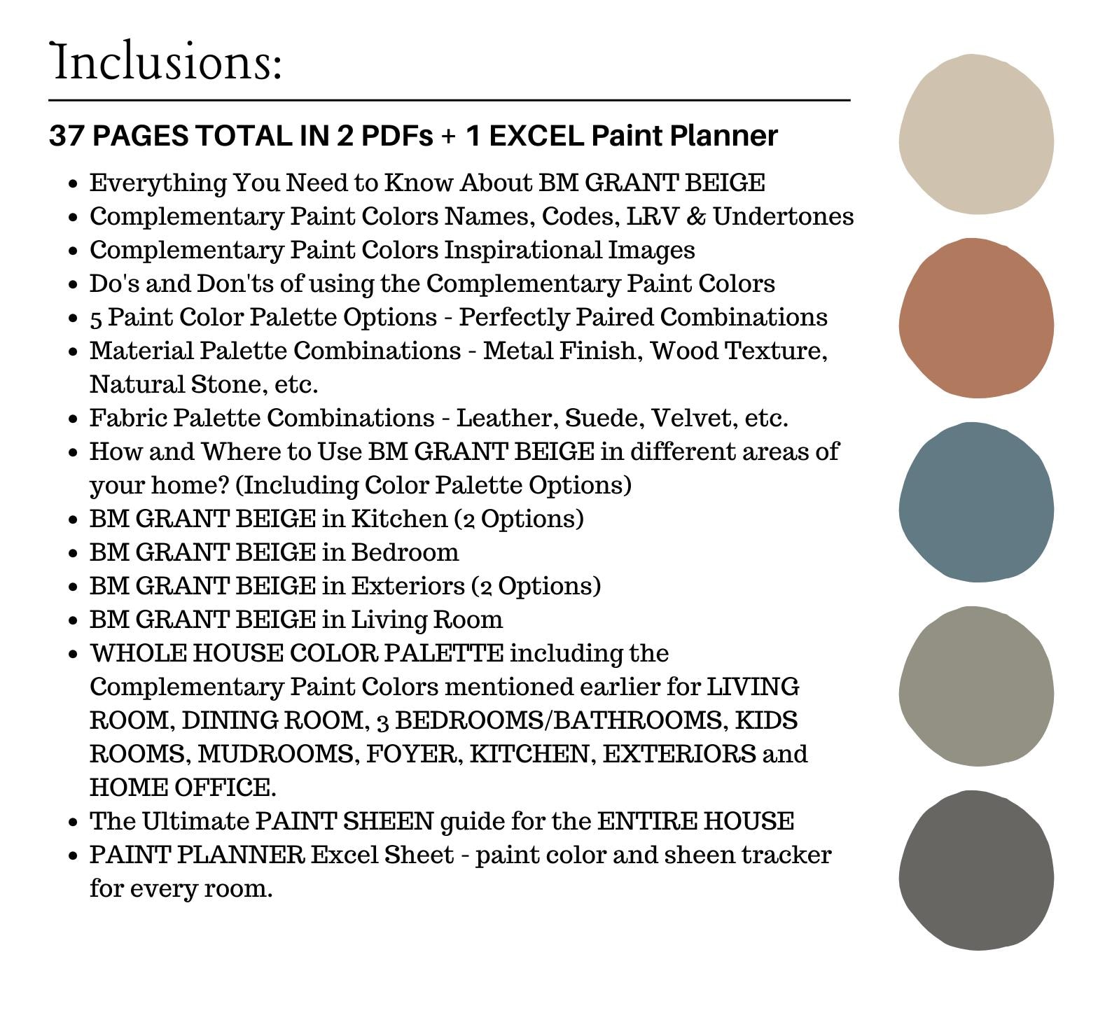Benjamin Moore GRANT BEIGE Color Palette, Benjamin Moore BEIGE Paint ...
