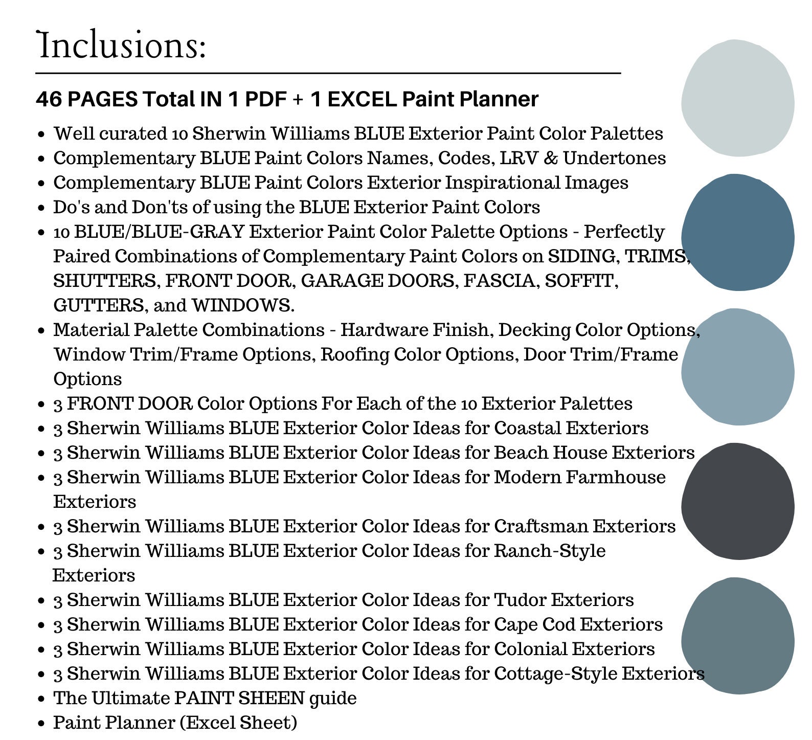 BLUE EXTERIOR Sherwin Williams Color Palette, Blue Exterior House Color ...