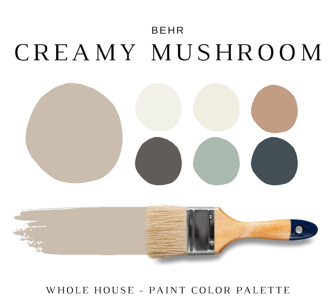 Behr CREAMY MUSHROOM Paint Palette, Warm Neutral Paint, Mushroom Color ...