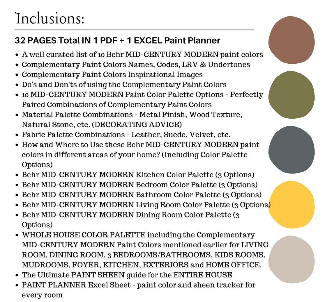 Behr MID-CENTURY MODERN Color Palette, Mid-century Modern Paint Color ...