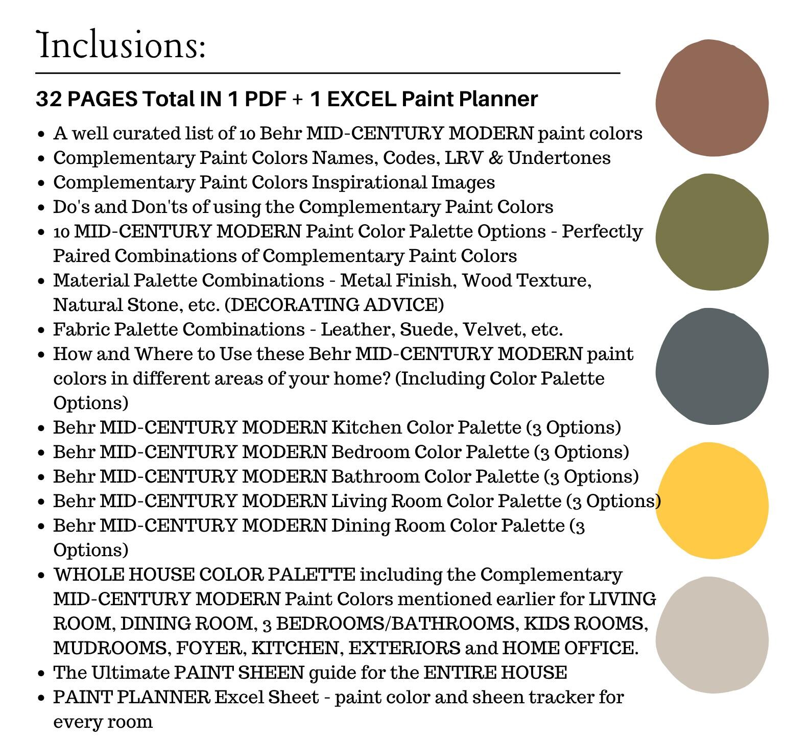 Behr MID-CENTURY MODERN Color Palette, Mid-century Modern Paint Color ...