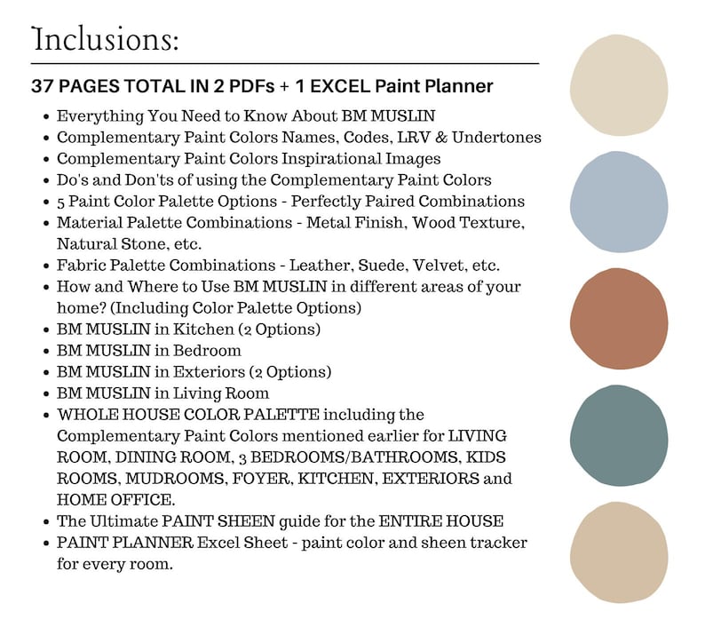 Benjamin Moore MUSLIN Color Palette, Modern Color Scheme, BM MUSLIN ...