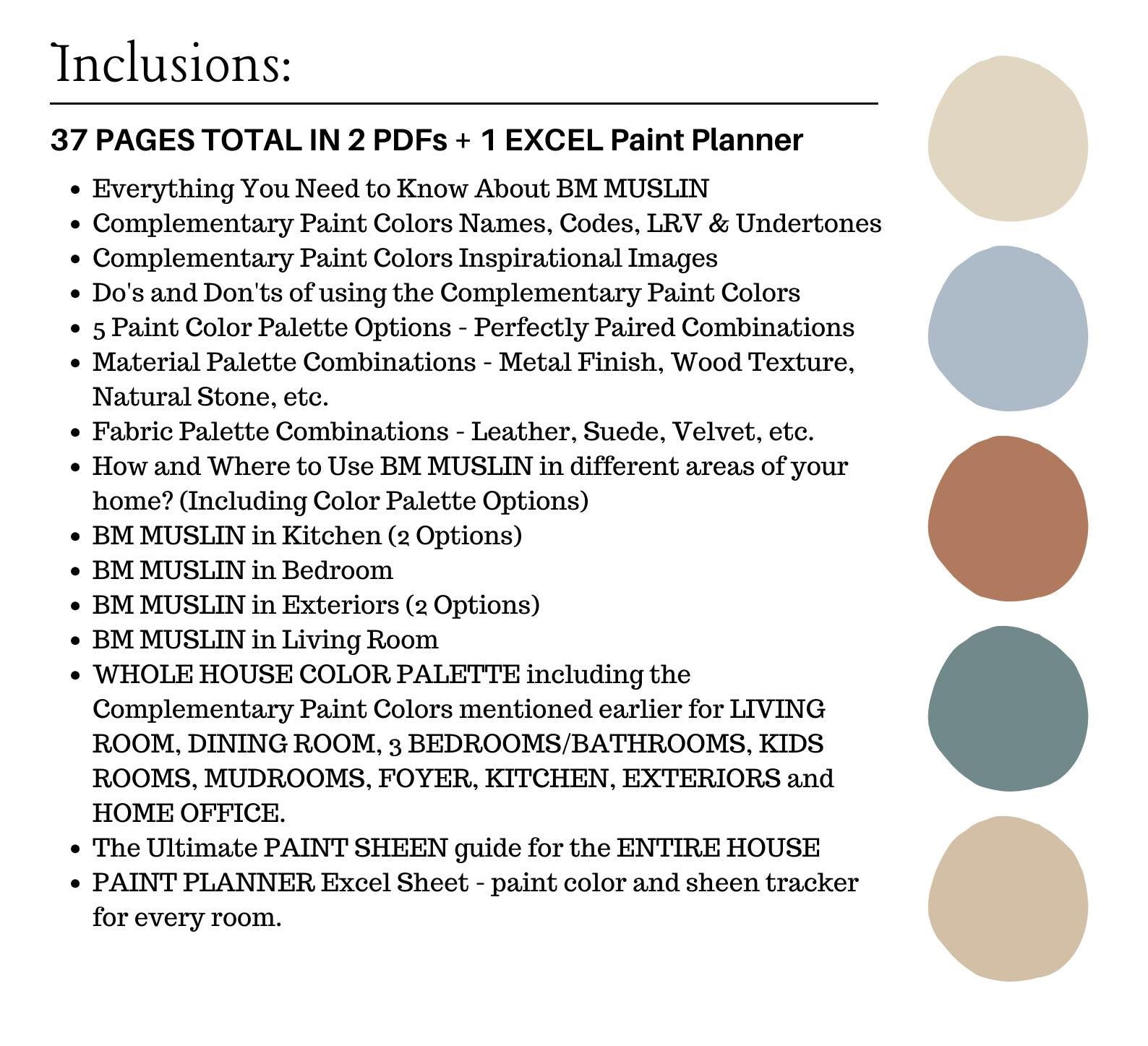 Benjamin Moore MUSLIN Color Palette, Modern Color Scheme, BM MUSLIN ...