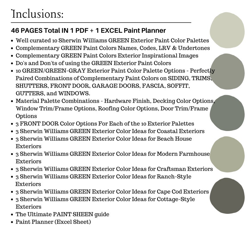 GREEN EXTERIOR Sherwin Williams Color Palette, Green-gray Exterior ...