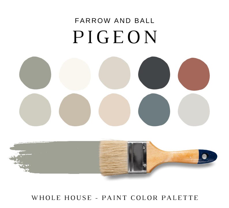 Farrow and Ball PIGEON Color Palettes, Green Kitchen Cabinets, Pigeon ...