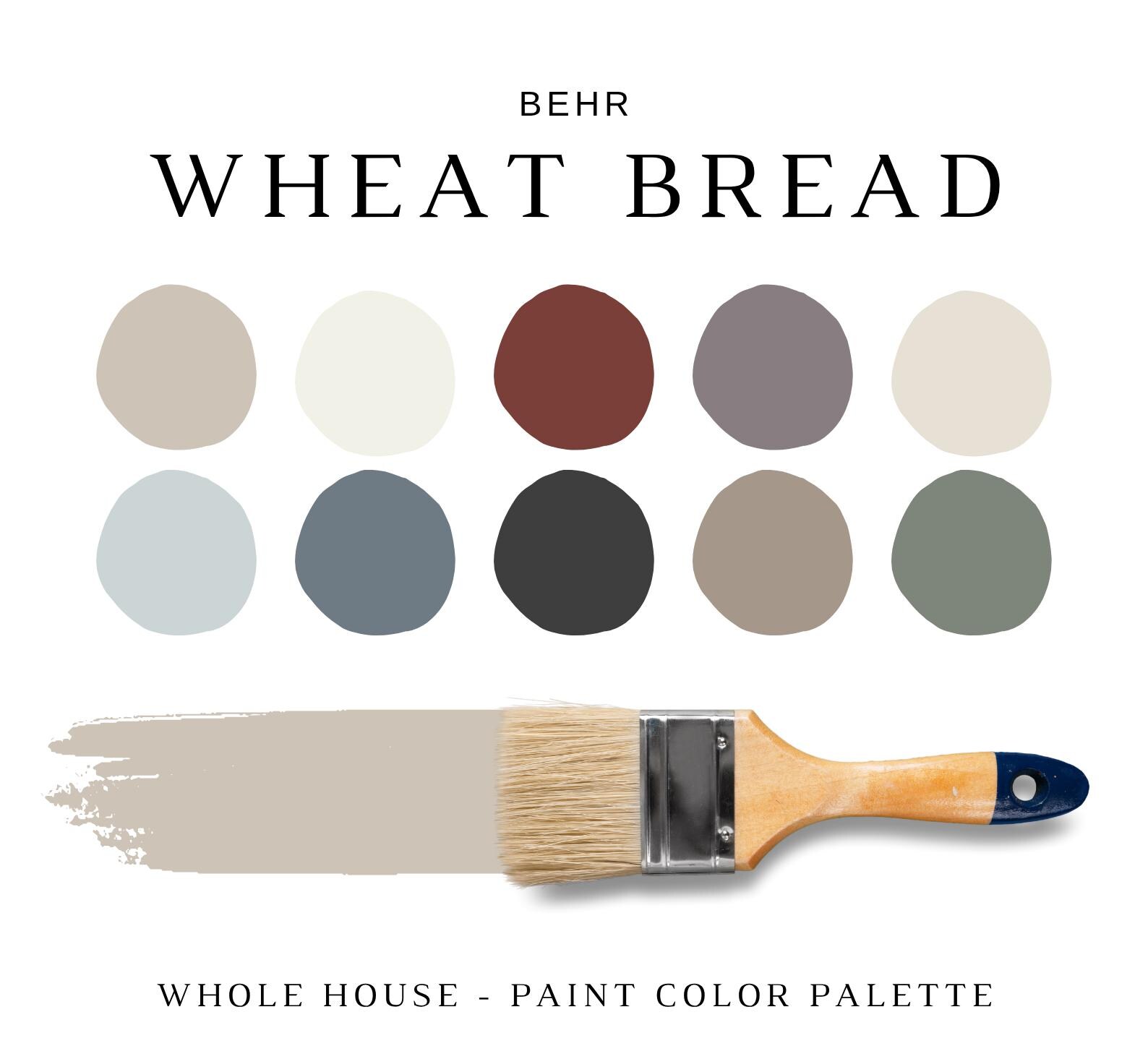 Behr WHEAT BREAD Paint Color Palette, Neutral Wall Color, Coordinating ...