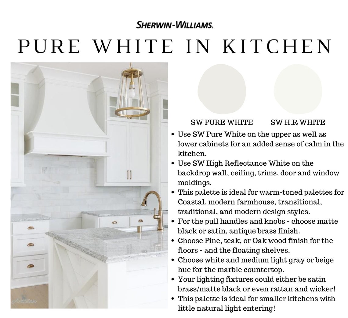 Sherwin Williams PURE WHITE Paint Color Palette Country Home - Etsy