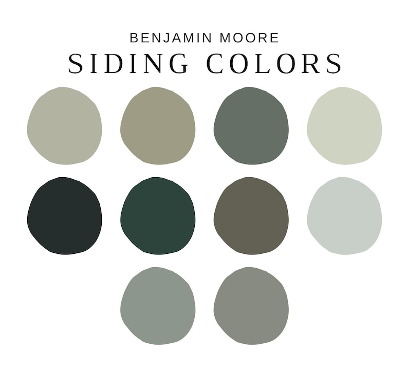 GREEN EXTERIOR Benjamin Moore Color Palette, Green-gray Exterior House ...