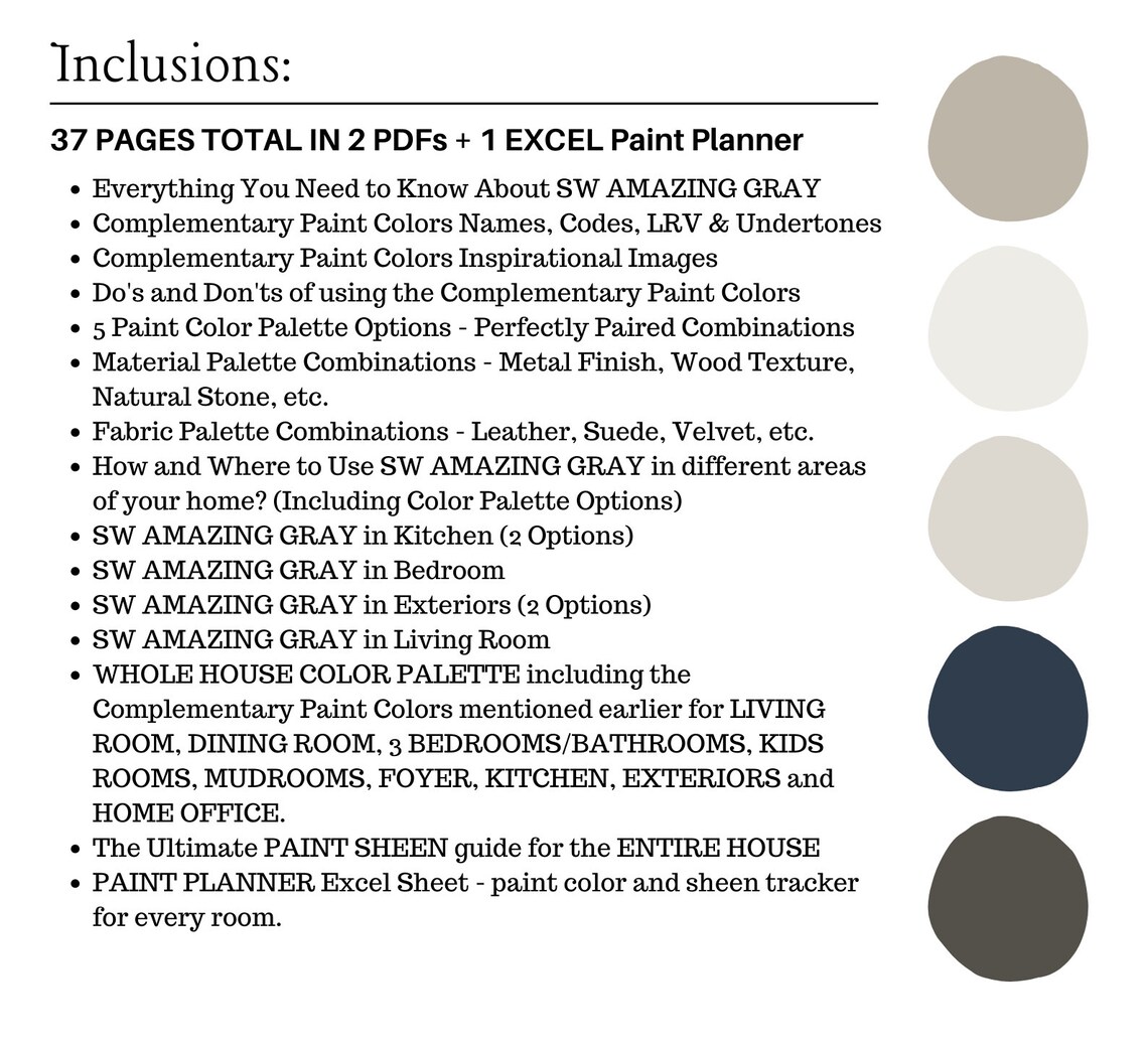 Sherwin Williams AMAZING GRAY Color Palette, Amazing Gray Whole House ...