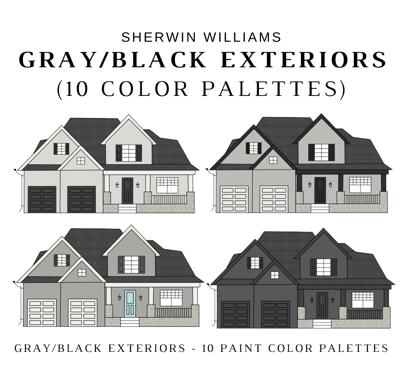 GRAY EXTERIOR Sherwin Williams Color Palette, Black Exterior House ...