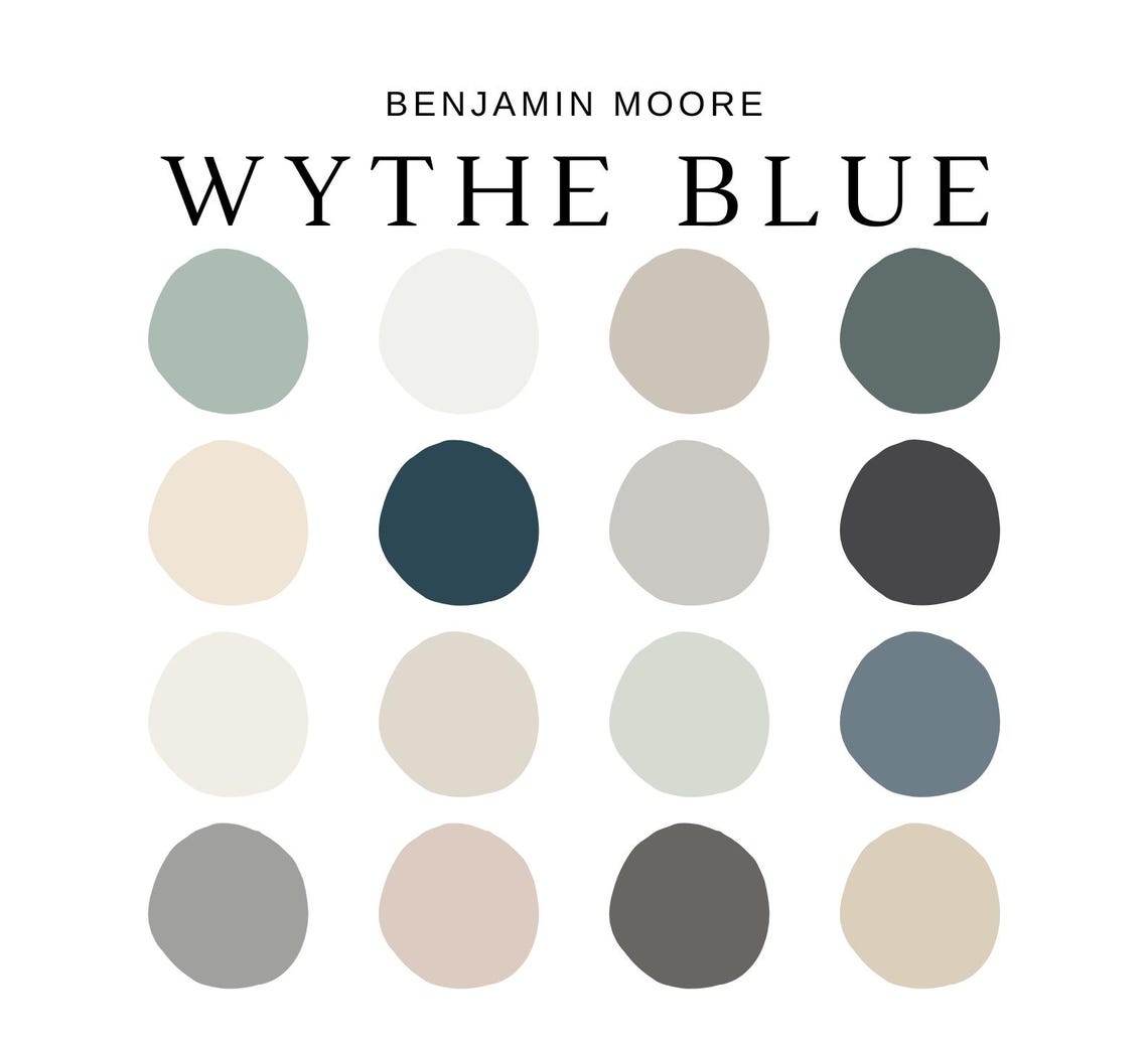 Benjamin Moore WYTHE BLUE Color Palettes, Coastal Color Scheme, Wythe ...