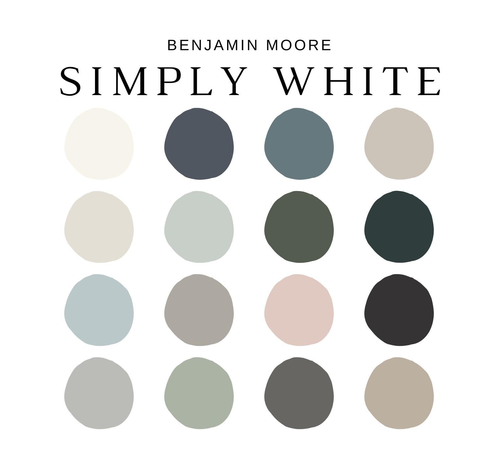 Benjamin Moore SIMPLY WHITE Color Palette, Simply White Coordinating ...