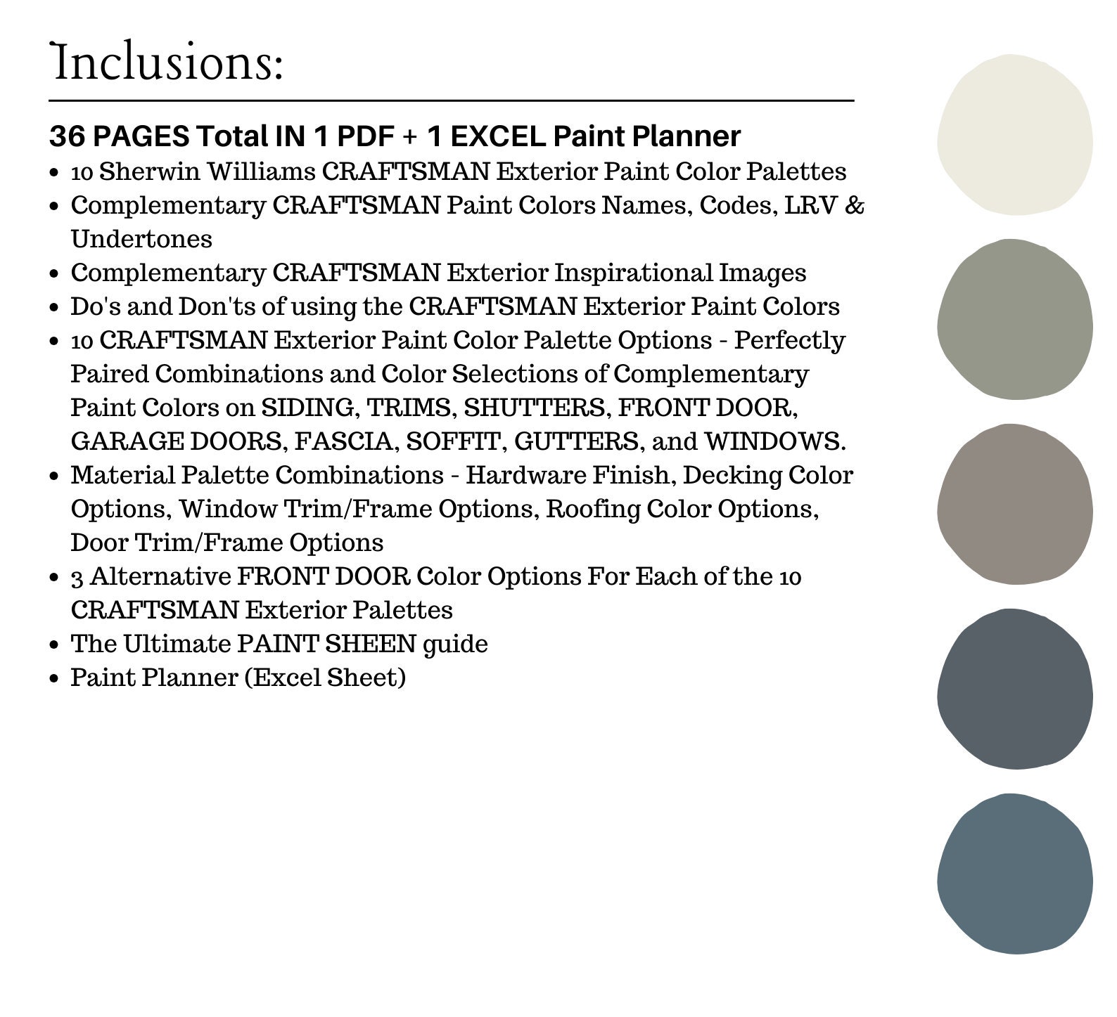 CRAFTSMAN EXTERIOR Sherwin Williams Color Palette, Craftsman Exterior ...