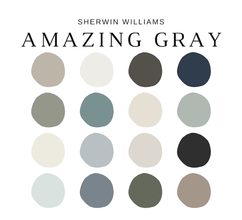 Sherwin Williams AMAZING GRAY Color Palette, Amazing Gray Whole House ...