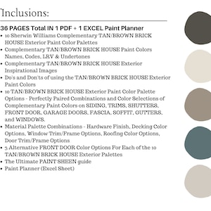 Sherwin Williams EXTERIOR Color Palette for BROWN BRICK, Tan Brick ...