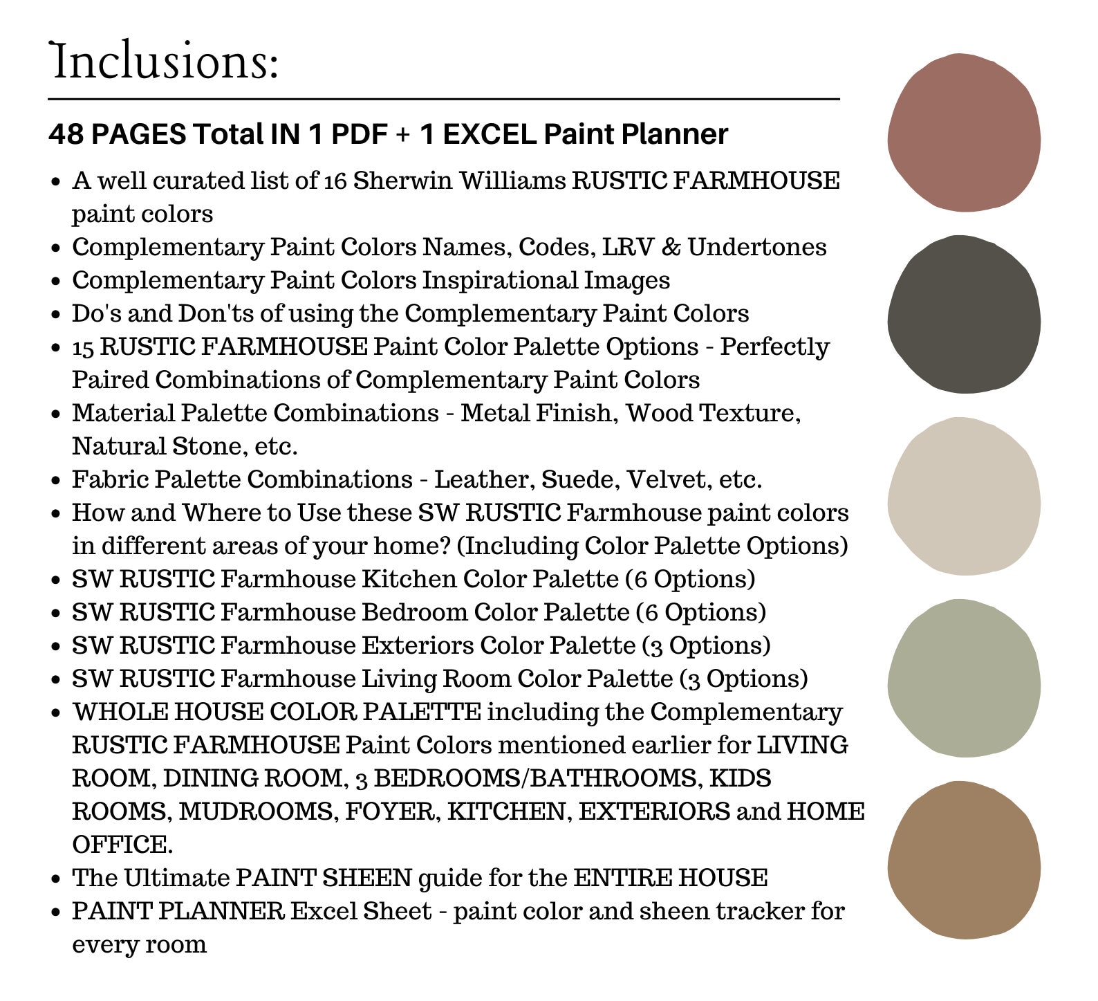 RUSTIC FARMHOUSE Color Palette, Sherwin Williams Rustic Paint Color ...