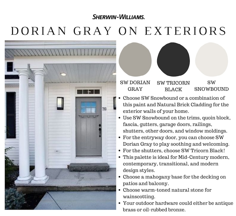 Sherwin Williams DORIAN GRAY Coordinating Colors for the WHOLE - Etsy