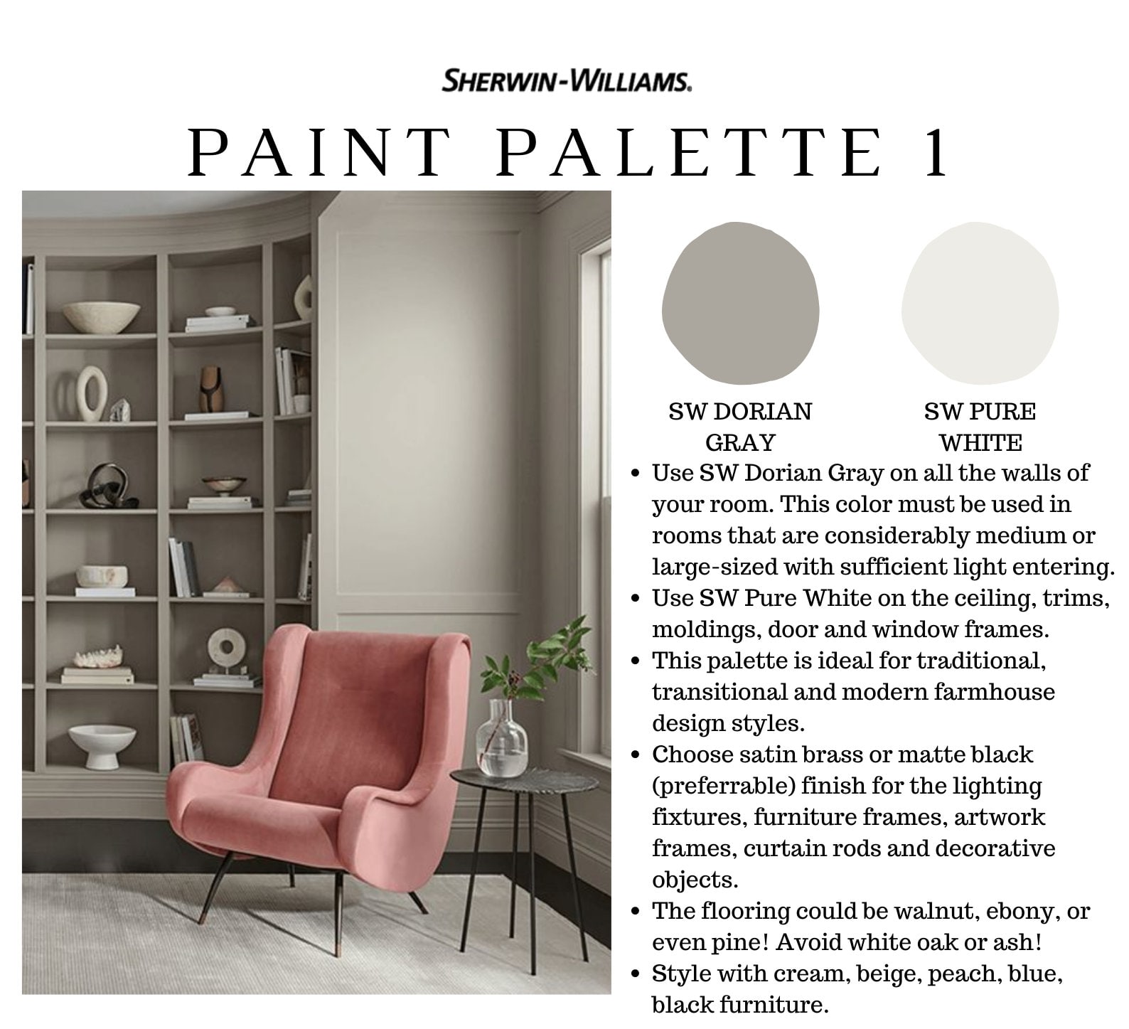 Sherwin Williams DORIAN GRAY Coordinating Colors for the WHOLE - Etsy