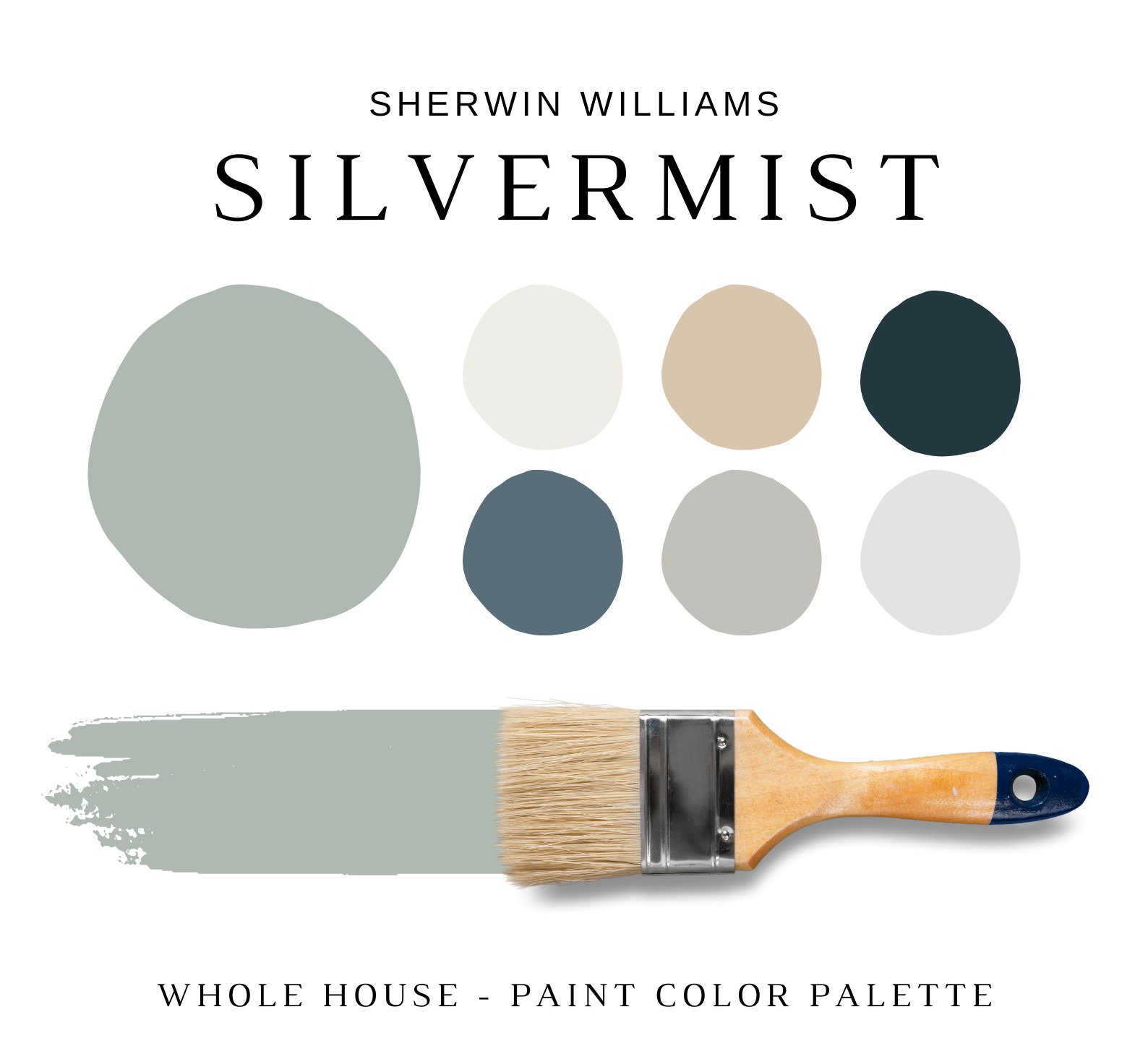 Sherwin Williams SILVERMIST Paint Color Palette, SW Coastal Beach House ...