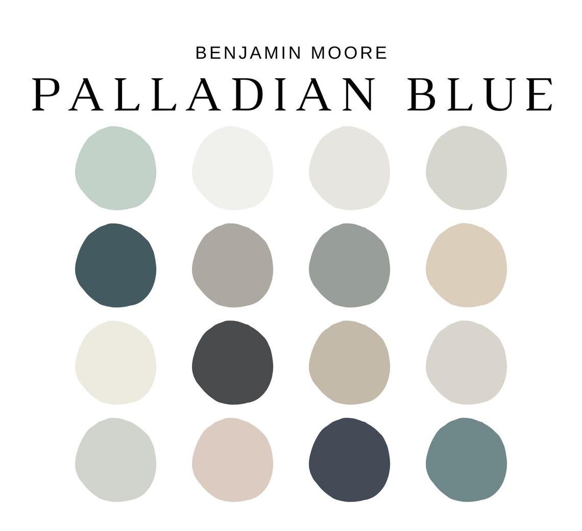 Benjamin Moore PALLADIAN BLUE Color Palette, Coastal Color Scheme ...
